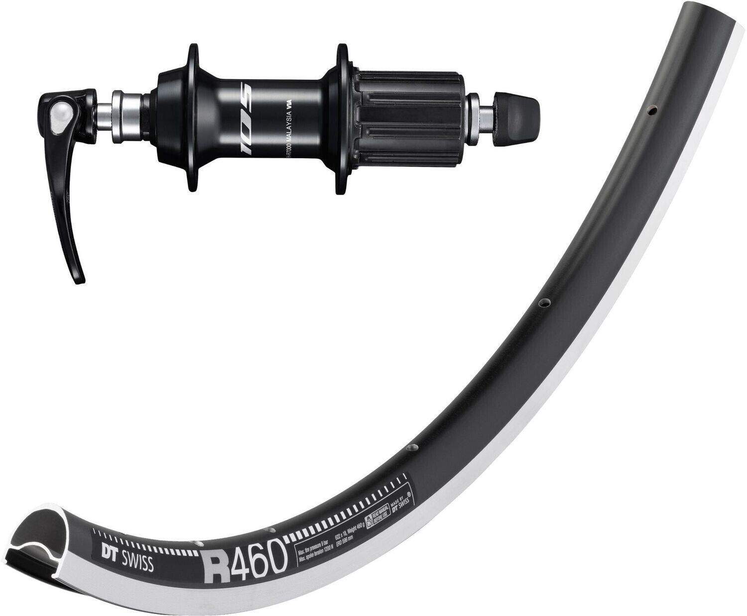 DT Swiss R460 700c rim with Shimano 105 R7000 hubs. For rim brakes & q ...